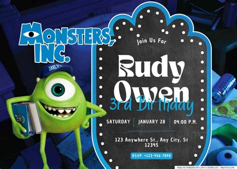 20 Monsters Inc Birthday Invitation Templates