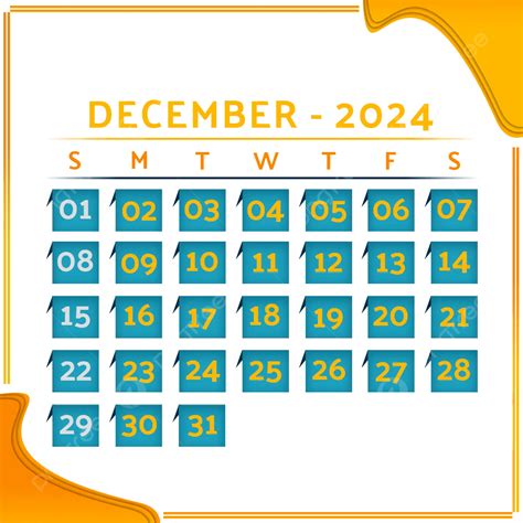 Diseño De Calendario Mensual De Diciembre De 2024 Png Calendario
