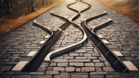 Premium Photo Crossroads With Diverging Paths Symbolizing The Choice