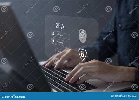 Person Using Laptop And Touching Virtual Screen For Two Factor
