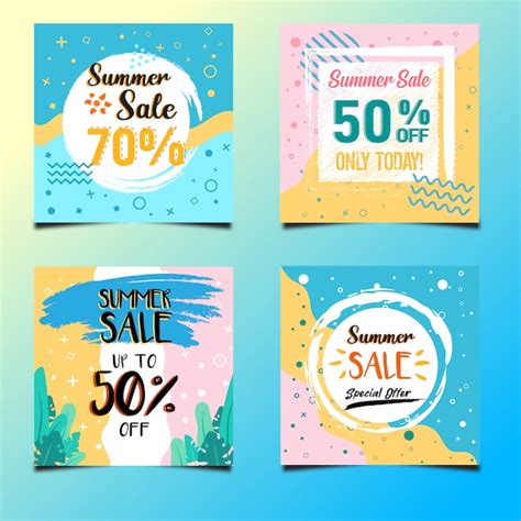 여름 세일 소셜 미디어 배너 디자인 벡터 프리미엄 벡터