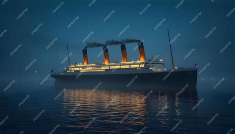 Rms Titanic Haunting View Grand Ship Calm Atlantic Ocean Twilight Scene