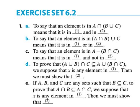 Solved EXERCISE SET 6 2 1 A To Say That An Element Is In A Chegg Com