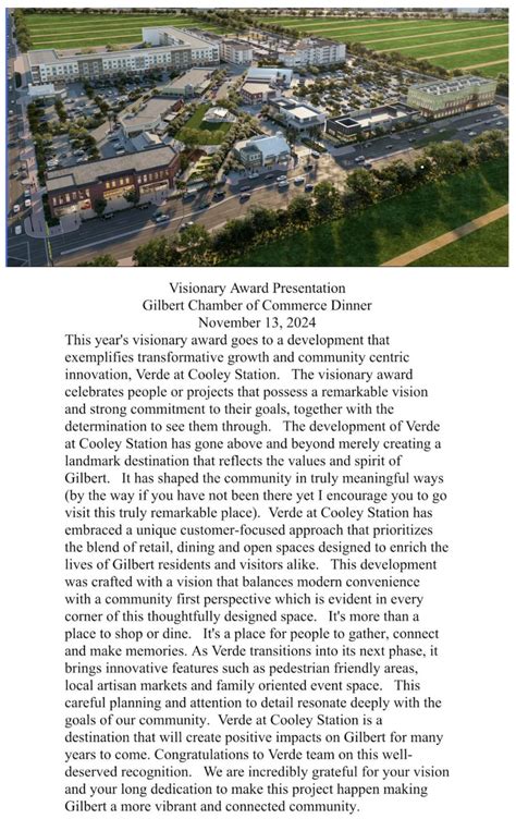 Verde At Cooley Station Wins Visionary Award Our Development In Gilbert Arizona Has Received