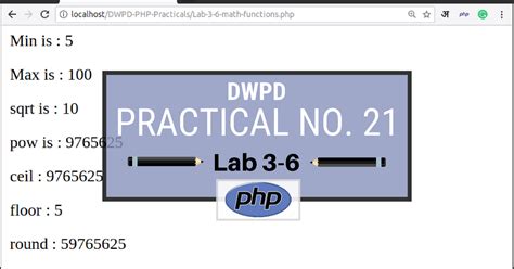Dwpd36 Write Php Script To Demonstrate Math Functions