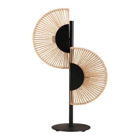 Lampe à Poser En Corde H45 Cm Aurora Naturel Et Noir Luminaire Eminza