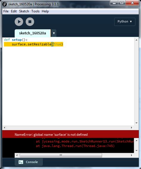Surface Doesnt Work In Python Mode Processing 2x And 3x Forum