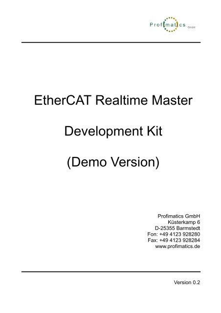 Ethercat Realtime Master Development Kit Demo Profimatics
