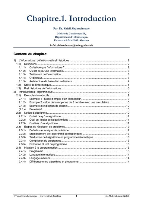SOLUTION Chapitre 1 Introduction Algorithme Studypool