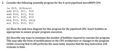 2 Consider The Following Assembly Program For The