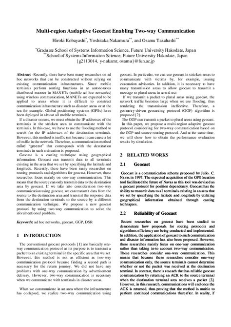 Pdf Multi Region Aadaptive Geocast Enabling Two Way Communication