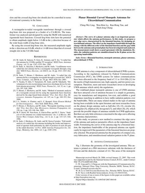 Pdf Planar Binomial Curved Monopole Antennas For Ultrawideband