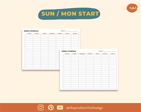 Weekly Time Blocking Printable Planner Half Hour Time Blocking Printable Template Time Box