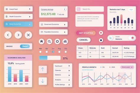 User Interface Elements Set For Finance Mobile App Or Web Kit Template