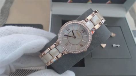 Womens Fossil Virginia Crystallized Rose Gold Bracelet Watch Set