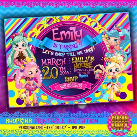 Shopkins Shoppies Printable Invitation Shopkins Invitation Shoppies