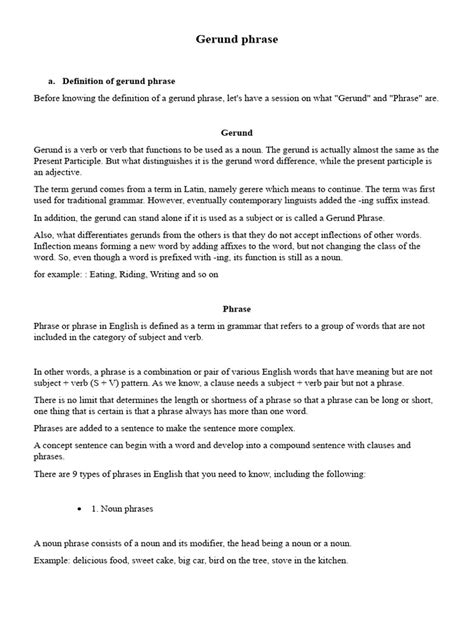 Gerund Phrase 2 Pdf Adverb Verb