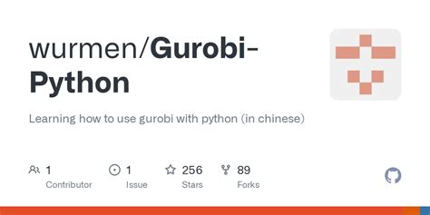 GitHub Wurmen Gurobi Python Learning How To Use Gurobi With Python In Chinese