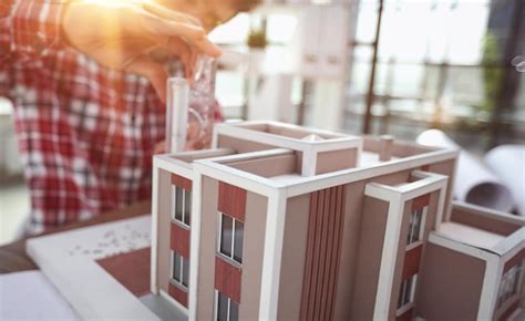 청사진 평면도 주택 건설 3d에 건축 설계 도면 건물 모델 프리미엄 사진