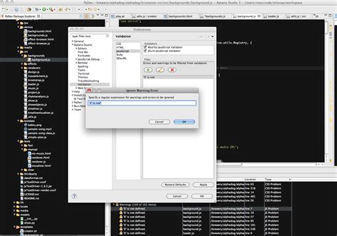 Using Javascript JSLint Validator In Eclipse And Aptana Studio
