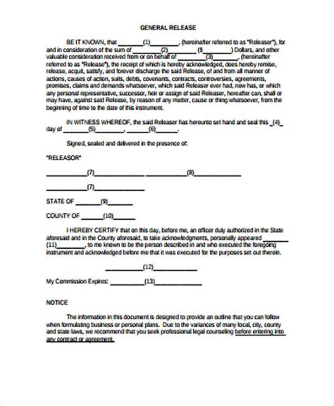 General Release Form Template Web Here Are Six Types Of Templates That