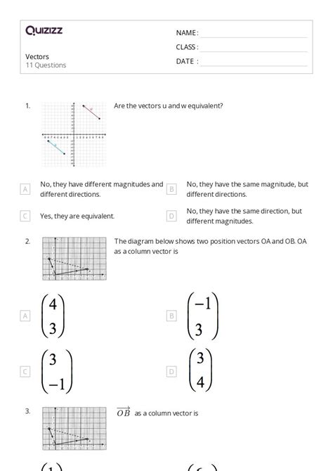 50 Vectors Worksheets For 10th Class On Quizizz Free And Printable