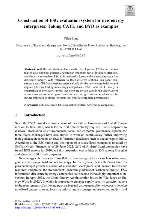 Pdf Construction Of Esg Evaluation System For New Energy Enterprises