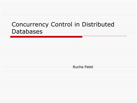 Ppt Concurrency Control In Distributed Databases Powerpoint