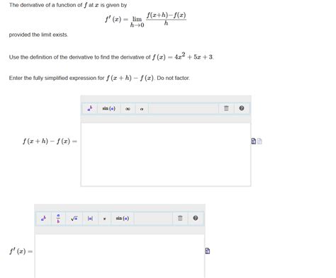 Solved The derivative of a function of f ﻿at x ﻿is given | Chegg.com