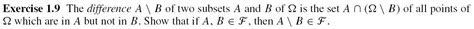 Solved The difference A B of two subsets A and B of Ω is Chegg