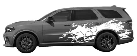 Dodge Durango Honeycomb Grunge Side Decals Pair Vinyl Graphics Kit