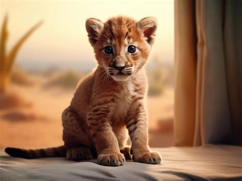 Premium AI Image Closeup Of A Cute Puma Cub