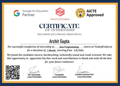 archit gupta on linkedin vaultofcodes javaprogramming internship