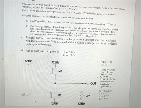 solved consider the inverter circuit shown in figure la with