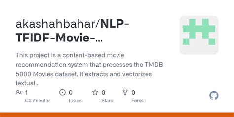Github Akashahbaharnlp Tfidf Movie Recommendation Prompt This Project Is A Content Based