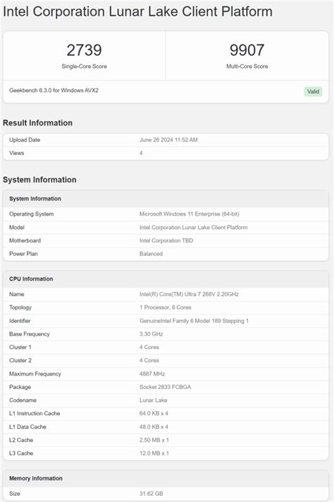 Intel S Next Gen Core Ultra V Lunar Lake Cpu Gets Benched On Geekbench