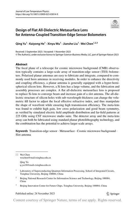 Design Of Flat All Dielectric Metasurface Lens For Antenna Coupled