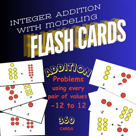 integer chip flash cards for modeling integer addition classful