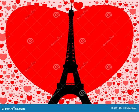 Eiffel Tower With Hearts Stock Vector Illustration Of Devoted 4031834