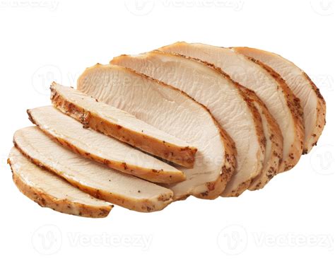 Sliced Smoked Turkey Breast Arranged Neatly On Transparency Background