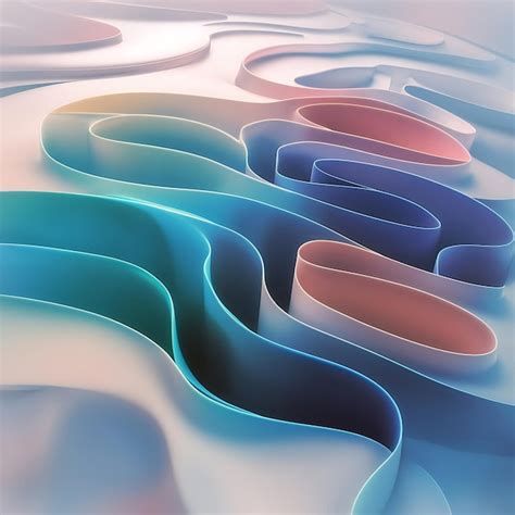 Wavy Shapes On A Light 3d Rendering Background Premium Ai Generated Image