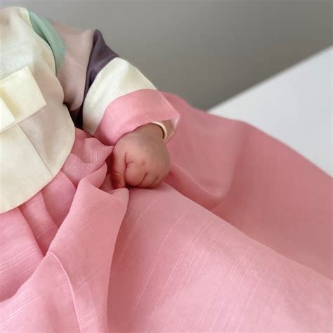 백일 여아 한복 색동 가온해테이블