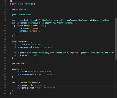 Update A Scope Variable Value With Phaser And Typescript In An Ionic 2