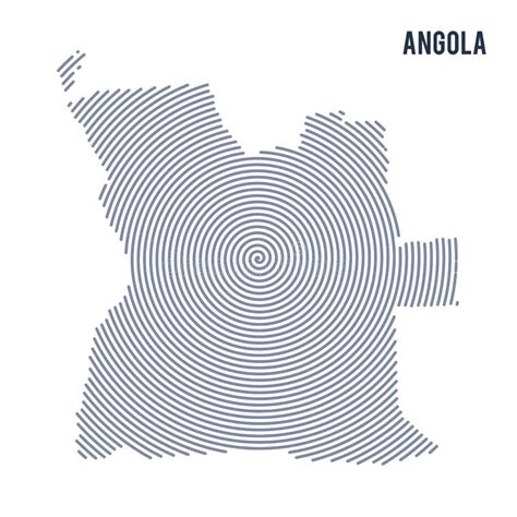 Vector Abstract Hatched Map Of Angola With Spiral Lines Isolated On A