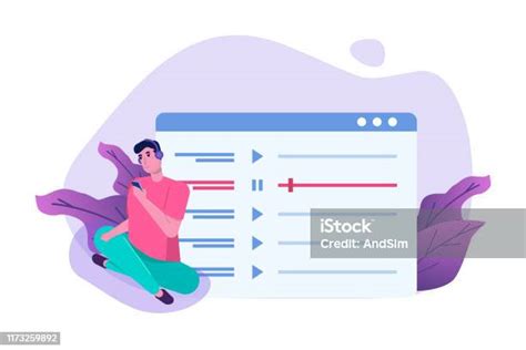 인터넷 온라인 라디오 스트리밍 음악 응용 프로그램 재생 목록 온라인 팟 캐스트 개념 벡터 그림입니다 Mp3 플레이어에 대한 스톡 벡터 아트 및 기타 이미지 Istock