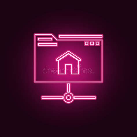 Hosting Icon Elements Of Web Development In Neon Style Icons Stock