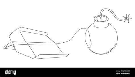 One Continuous Line Of Bomb And Paper Airplane Thin Line Illustration Vector Concept Contour