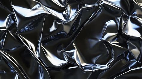 Glossy Crinkled Plastic Reflects Light Creating Intriguing Patterns Of