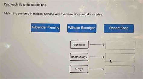Solved Drag Each Tile To The Correct Box Match The Pioneers In Medical Science With Their