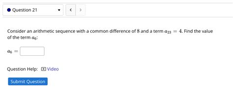 Solved Question 21 Consider An Arithmetic Sequence With